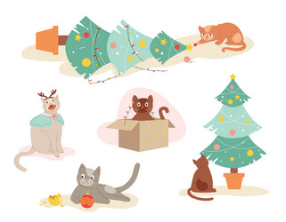 Cats celebrating winter holiday Royalty Free Vector Image