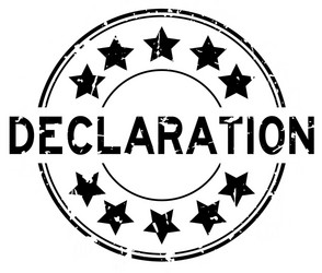 Grunge black declaration word round rubber seal Vector Image