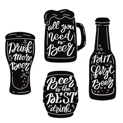 Hand drawn beer silhouette isolated on white Vector Image