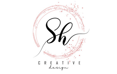 Golden letters sh s h logo with leading lines Vector Image