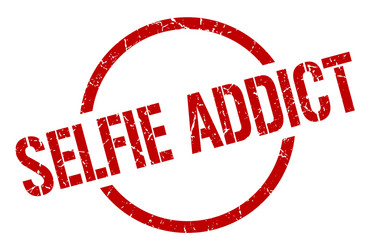 Selfie addict stamp label round Royalty Free Vector Image