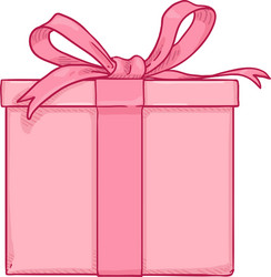 Cartoon pink gift box with ribbon and bow Vector Image