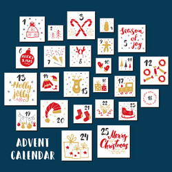 Christmas advent calendar hand drawn elements Vector Image