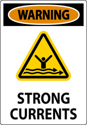 Water safety sign warning - strong currents Vector Image