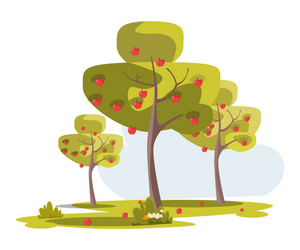 Cartoon apple tree Royalty Free Vector Image - VectorStock