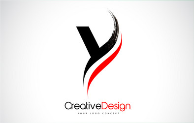 Y brushed letter logo red brush letters design Vector Image