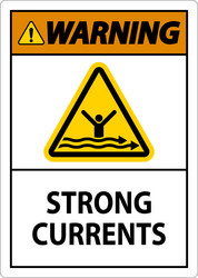 Water safety sign warning - strong currents Vector Image