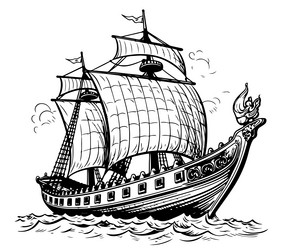 Viking ship medieval military boat Royalty Free Vector Image