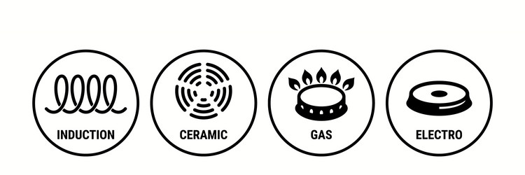 Induction icon electric cooking hob symbols Vector Image
