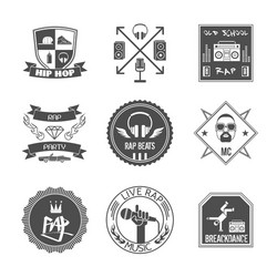 Rap music hip hop culture - symbols Royalty Free Vector