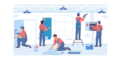 Home repair cartoon worker making renovation Vector Image