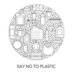 Plastic packaging line icons set disposable Vector Image