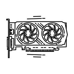 Sound card for pc icon doodle hand drawn Vector Image