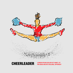 Cheerleader jumps and doing splits Royalty Free Vector Image