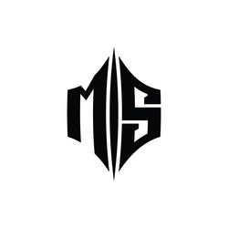 Ms monogram logo with curved side Royalty Free Vector Image