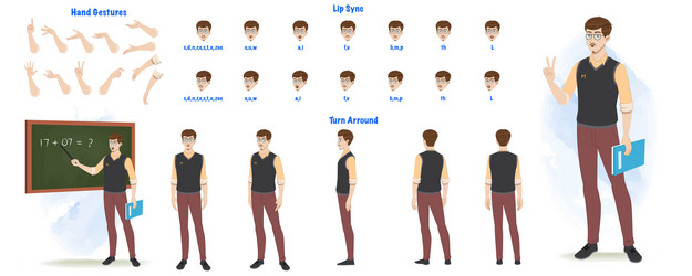 A male trainer pt teacher model sheet teacher cr Vector Image