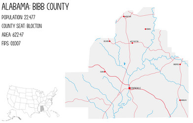 Detailed infographic and map of bibb county Vector Image