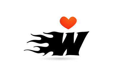 Metal w love heart alphabet letter icon logo Vector Image