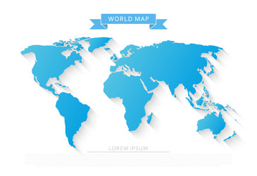 Blue polygonal world map with shadow Royalty Free Vector