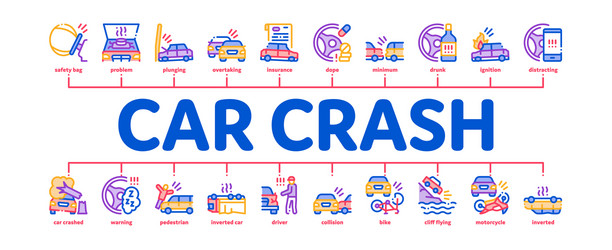 Car crash accident minimal infographic banner Vector Image