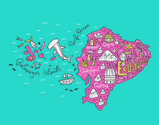 Cartoon map of ecuador Royalty Free Vector Image
