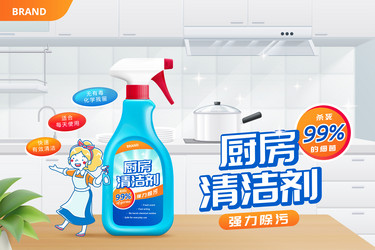 Kitchen cleaner ad template Royalty Free Vector Image