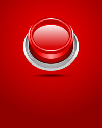 Red round button with metal frame on Royalty Free Vector