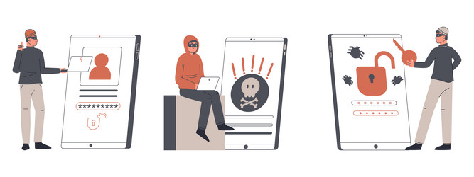 Internet scam cyber crime hackers Royalty Free Vector Image