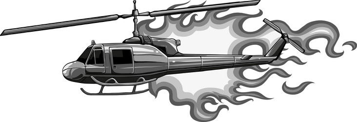 Combat helicopter crash flat style Royalty Free Vector Image