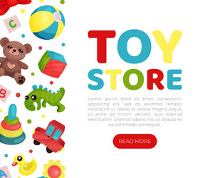Children toys banner template kids store or shop Vector Image