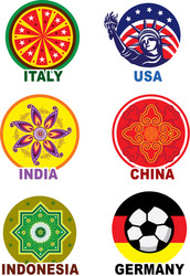 World country travel landmark icon set Royalty Free Vector