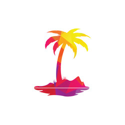 Tropical beach and palm tree logo design Vector Image