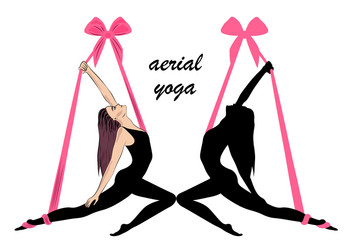 Aerial yoga logo template design idea Royalty Free Vector