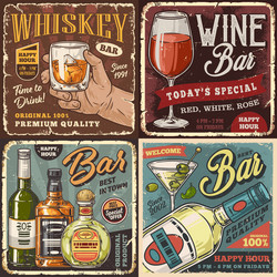 Bar booze set posters colorful Royalty Free Vector Image