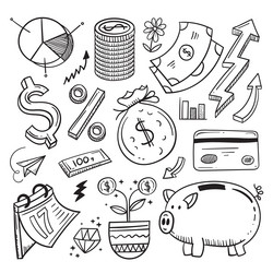 Hand drawn bank doodle Royalty Free Vector Image
