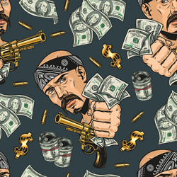 Mafia and money vintage seamless pattern Vector Image