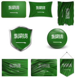 Saudi arabia flag symbols set national icons Vector Image
