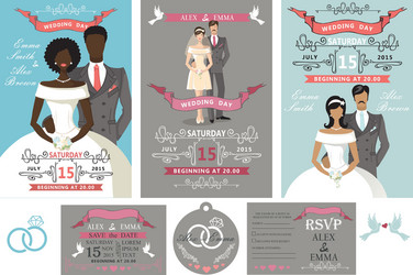 Wedding people cartoons bride and groom characters
