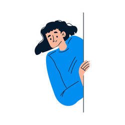 Woman character looking out and peeking from Vector Image