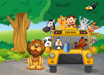 Animals on bus Royalty Free Vector Image - VectorStock