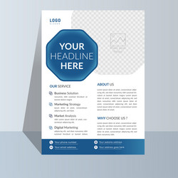 Gradient blue color flyer design template Vector Image