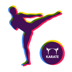 Kickbox fighter preparing to execute a high kick Vector Image