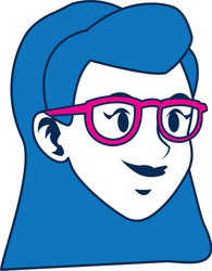 Character face girl with blue short hair Vector Image