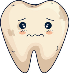 Sad Cartoon Tooth Character Royalty Free Vector Image