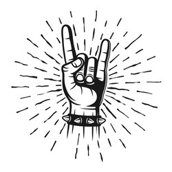 Rock on gesture symbol heavy metal hand Royalty Free Vector