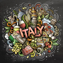 Italia hand drawn cartoon doodles Royalty Free Vector Image