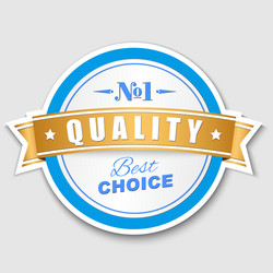 Quality sticker with gold ribbon Royalty Free Vector Image
