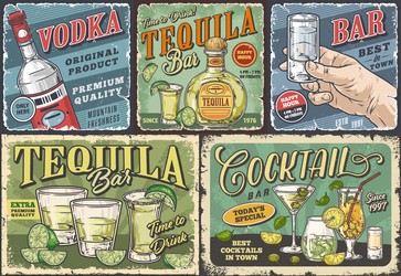Alcohol in hand set stickers Royalty Free Vector Image