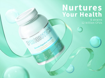 3d neon gut supplement ad template Royalty Free Vector Image