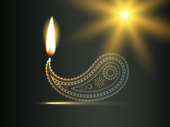 Minimal black diwali diya background Royalty Free Vector